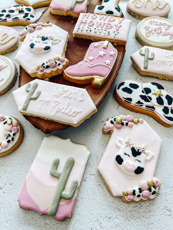 First Rodeo Birthday Cookies - Sticks and Scones Cakes